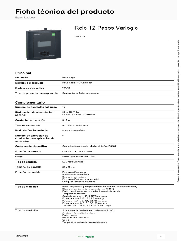 PowerLogic PFC Controller - VPL12N | PDF | Relé | Ingenieria Eléctrica
