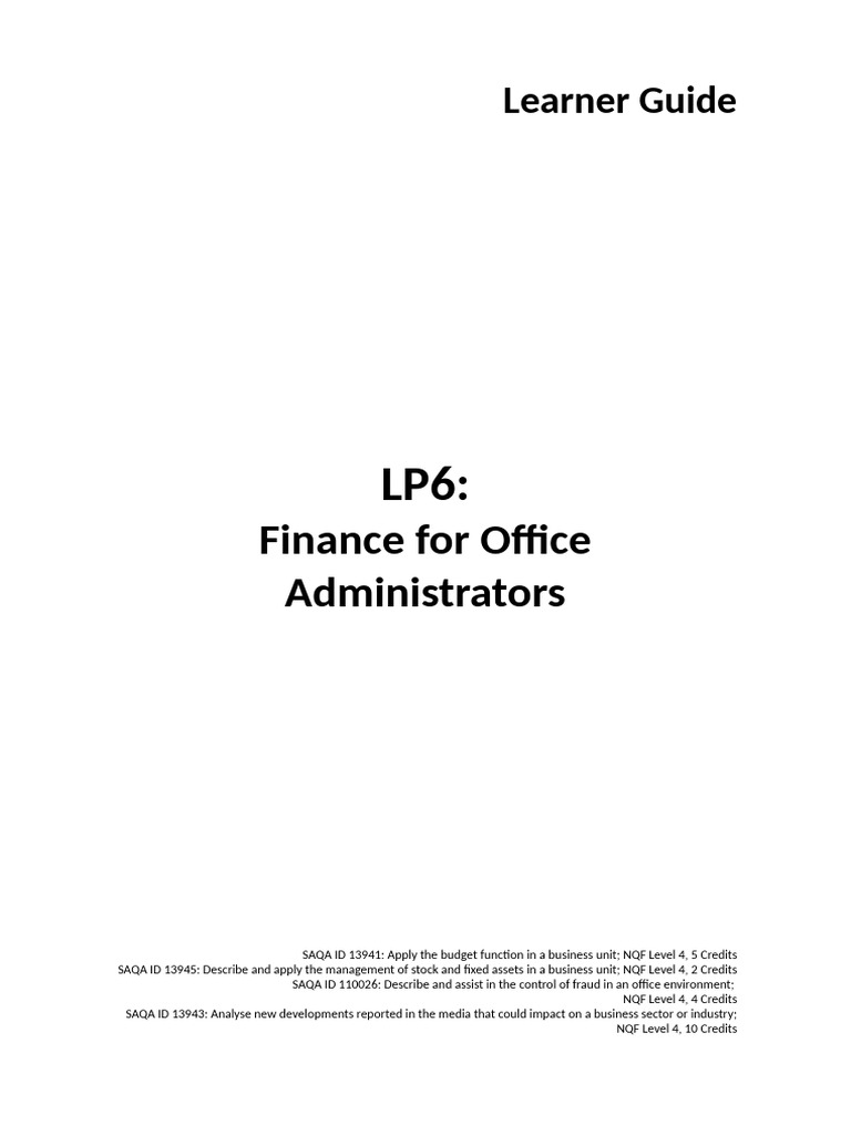 LP6 Learner Guide | PDF | Educational Assessment | Budget