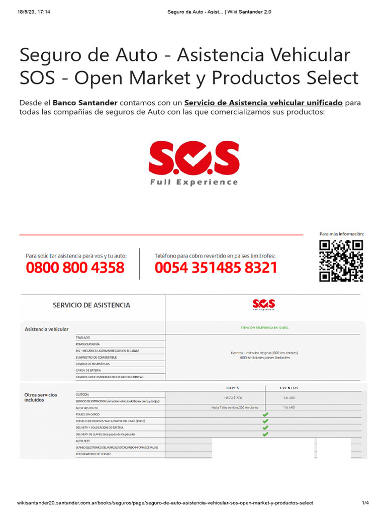 Seguro de Auto - Asist... - Wiki Santander 2.0 | PDF