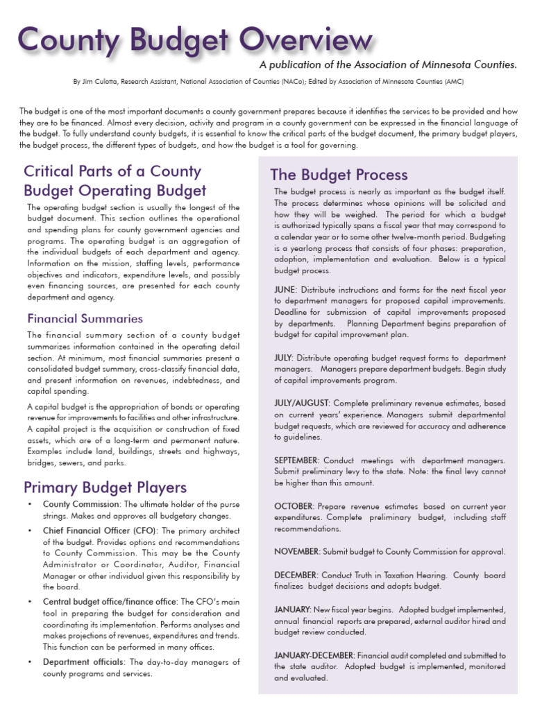 County Budget Overview | PDF | Budget | Policy
