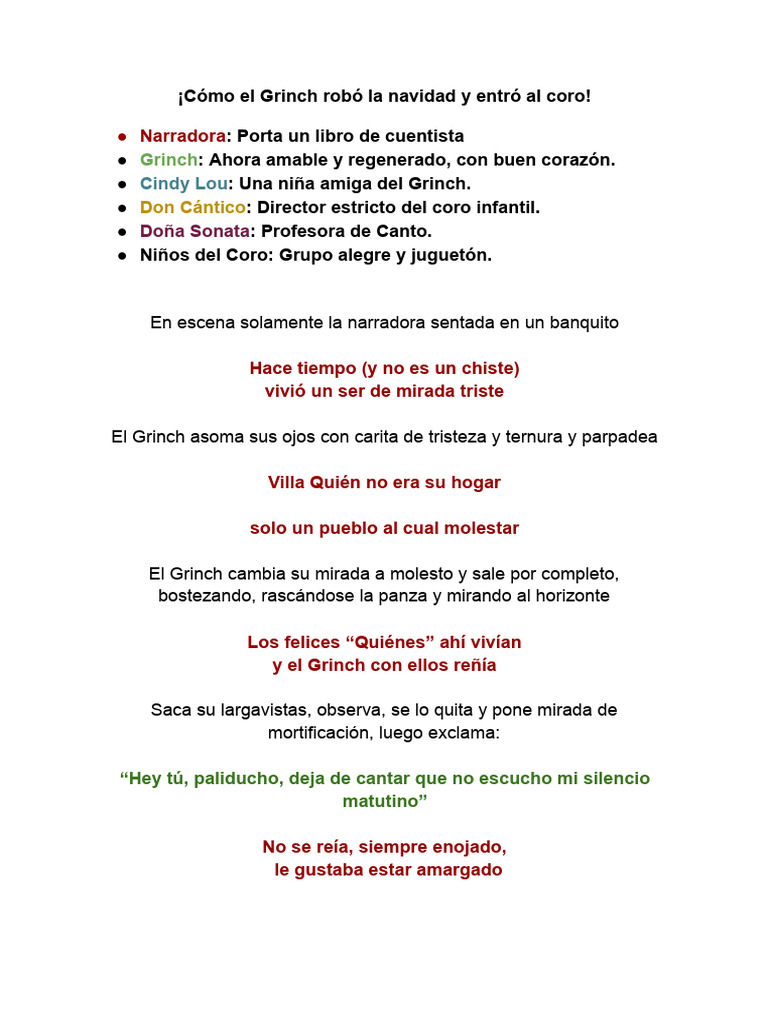 El Grinch Robó La Navidad y Entró Al Coro | PDF