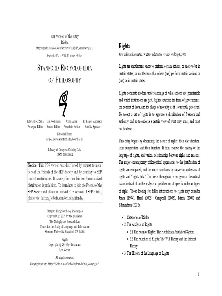 Wenar - Rights | PDF | Rights | Theory