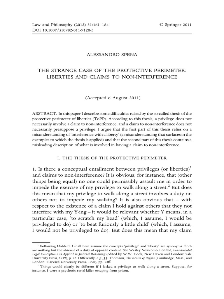 SPENA - The Strange Case of The Protective Perimeter. Liberties and ...