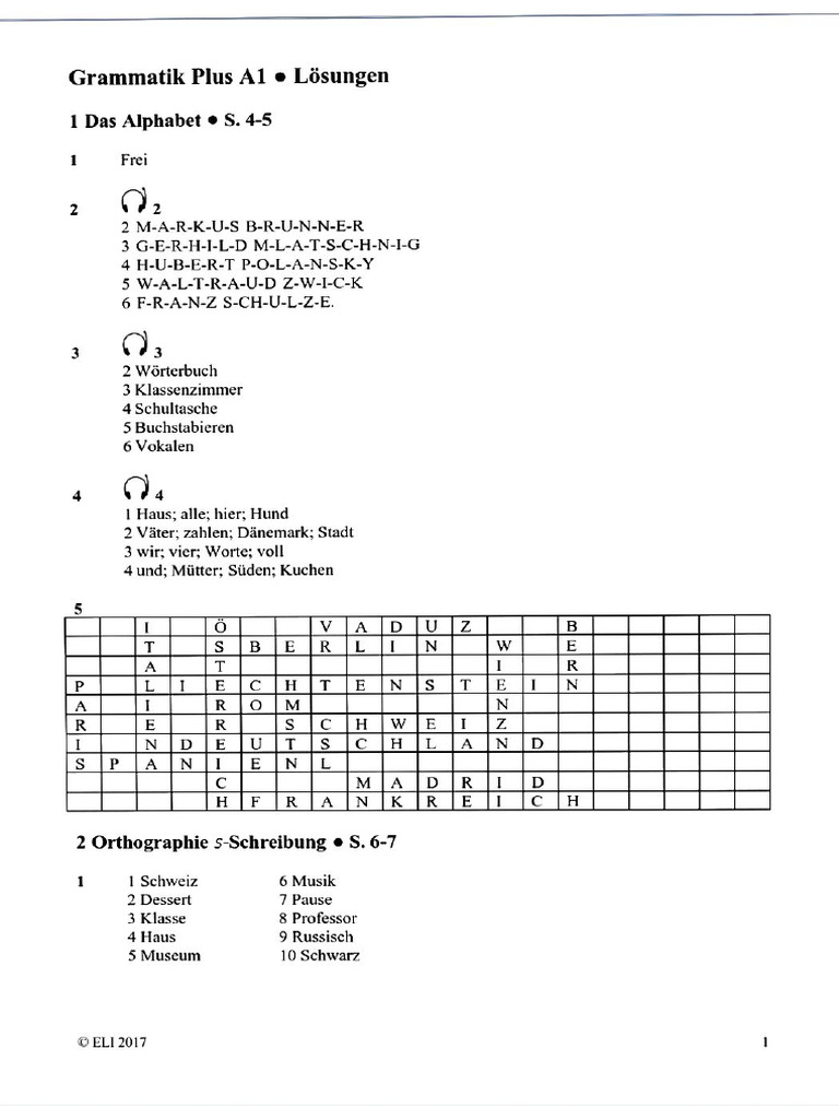Grammatik Plus A1 Lösungen | PDF