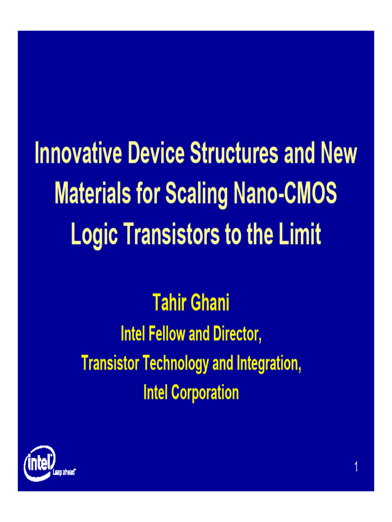 New Materials for Scaling Nano CMOS Logic Transistors 1733365509 | PDF ...