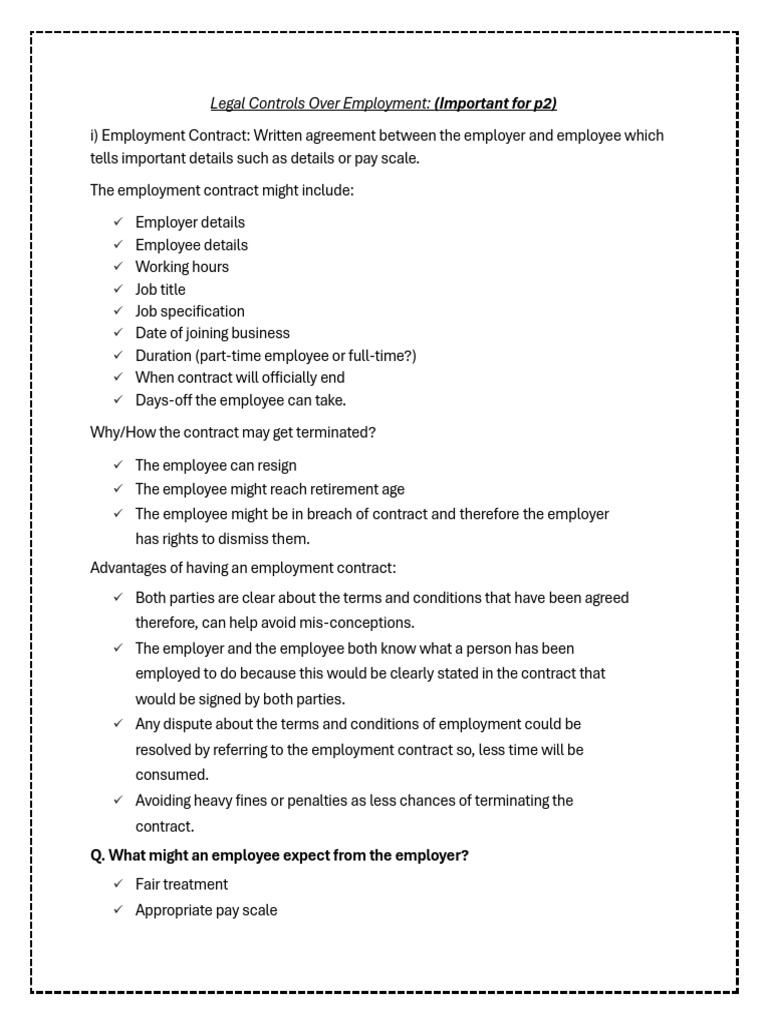 Legal Controls Over Employment Detailed | PDF | Employment | Turnover ...