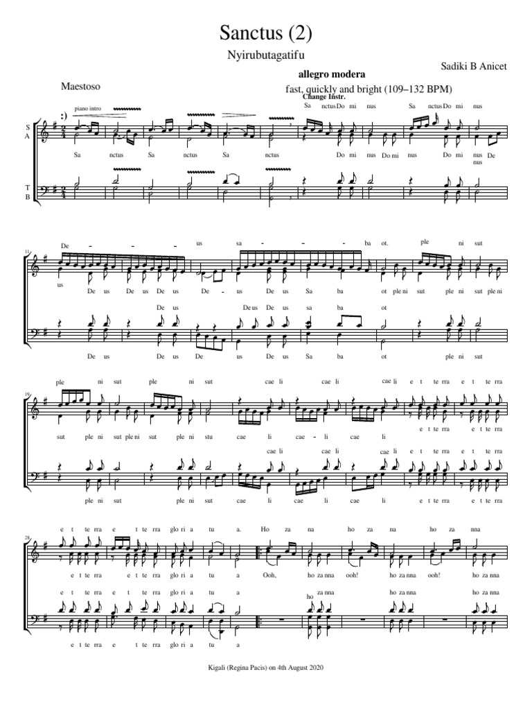 Sanctus 2 by Sadiki B Anicet | PDF | Musical Forms | Elements Of Music