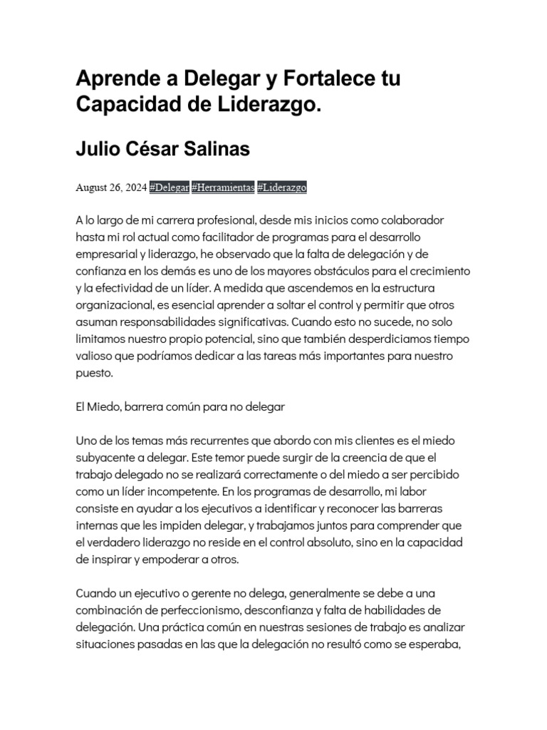 02 Aprende A Delegar y Fortalece Tu Liderazgo | PDF | Liderazgo | Aprendizaje