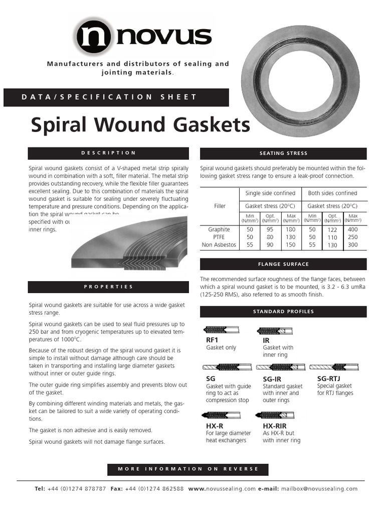 Spiral Gasket (Novus) | PDF | Materials