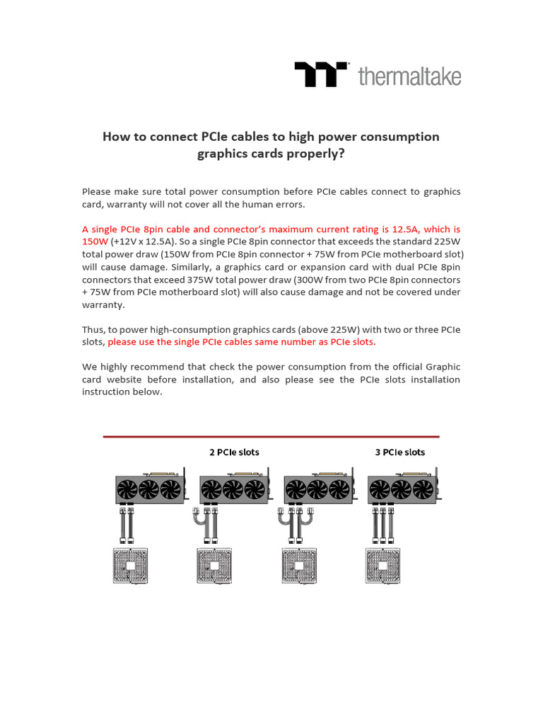 Connect PCIe Cables To High Power Consumption GPU en | PDF