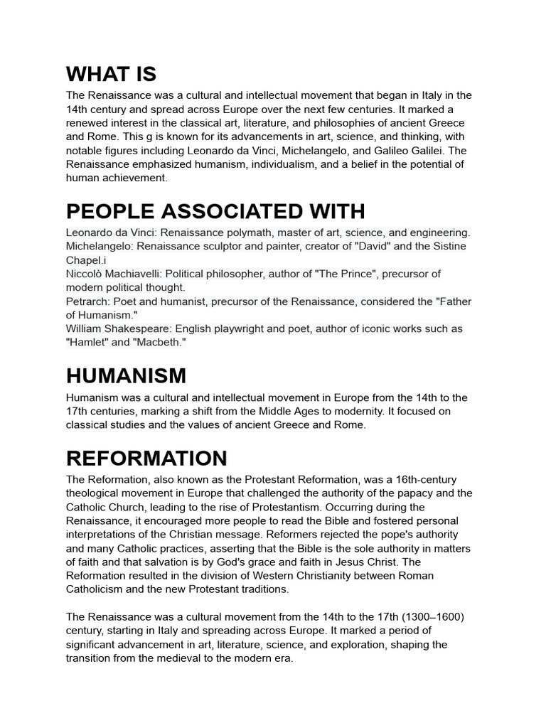 Renaissance 2 | PDF | Renaissance | Humanism