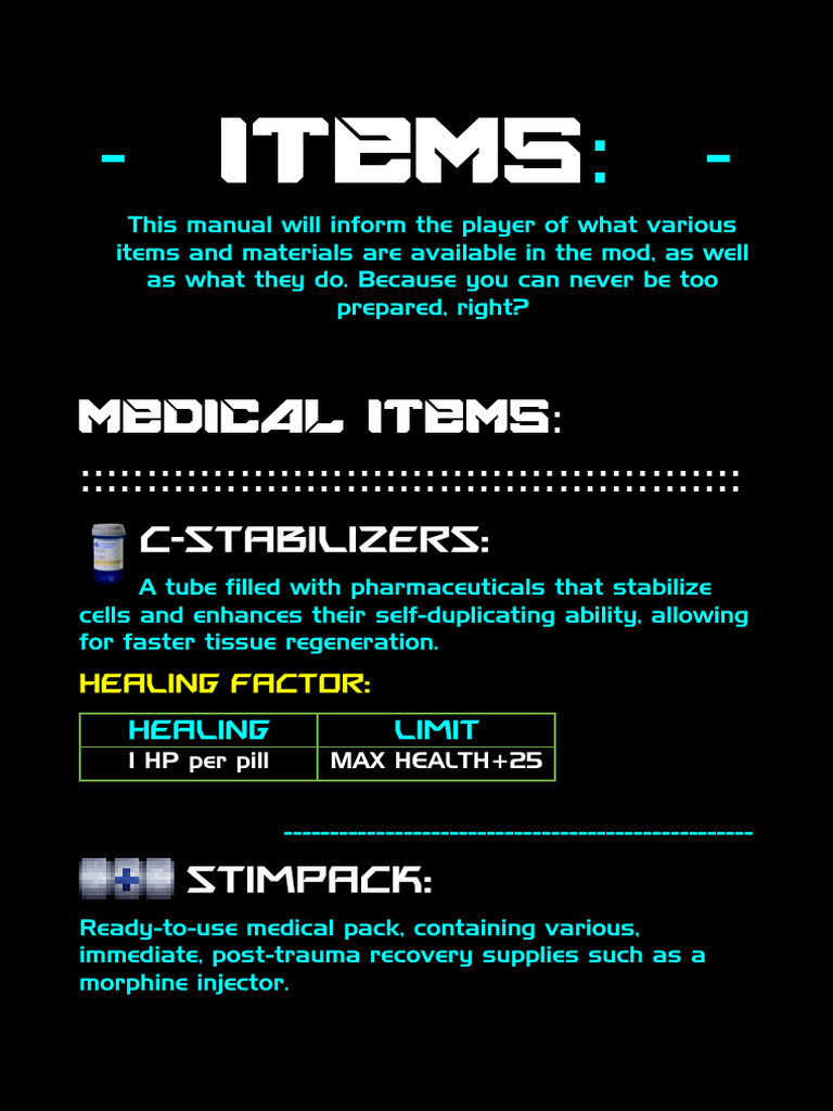 ITEMS Part 1 - Armor Health and Artifacts-1 | PDF | Wound | Armour