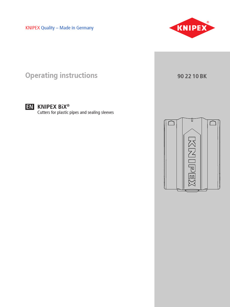 Knipex BiX 90 22 10 BK - Cotador de Tubos Plásticos - Manual | PDF ...