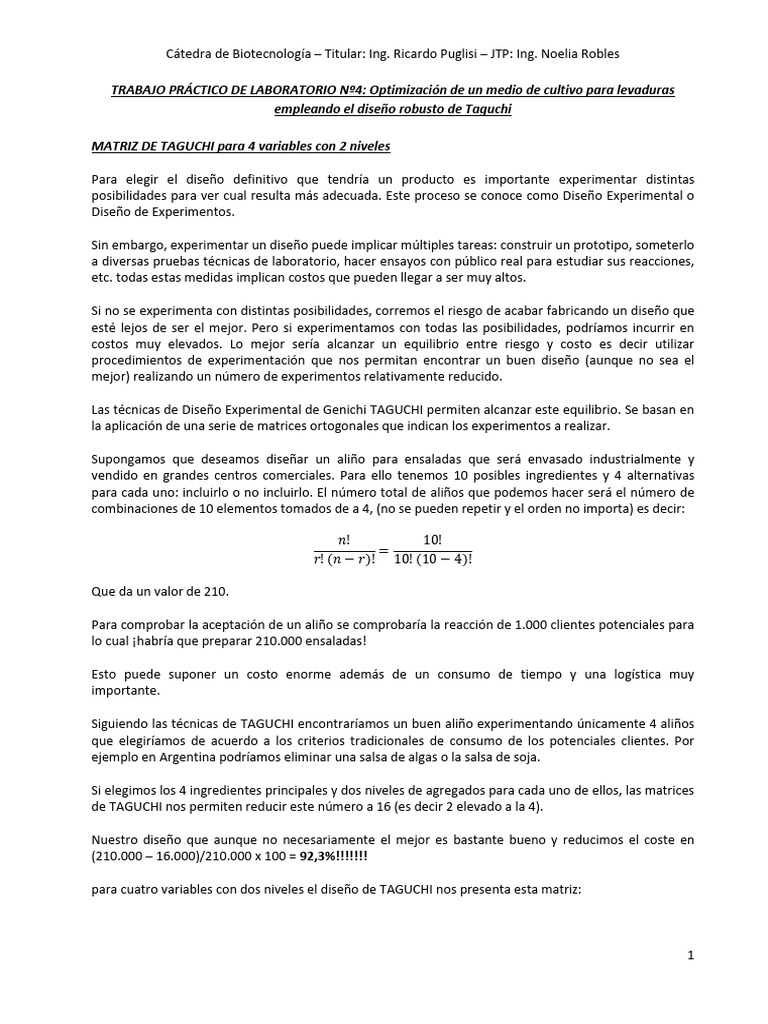 BT Práctico #04 Diseño Experimentos | PDF | Diseño de experimentos | Diseño