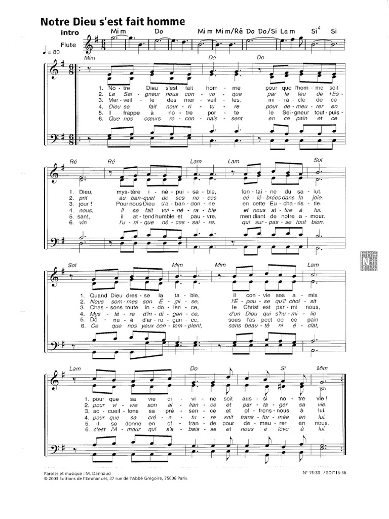 Notre Dieu S'est Fait Homme Em015-33 (Dannaud) | PDF