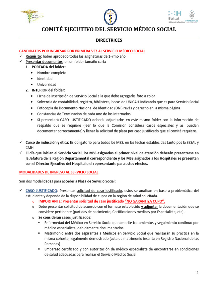 Directrices SS - 2024 | PDF | Documento de identidad | Honduras