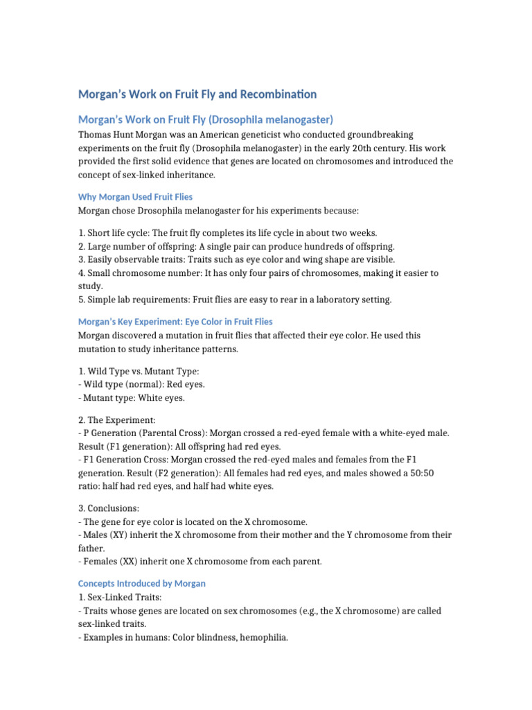 Morgans Work and Recombination | PDF | Genetic Linkage | Genetics