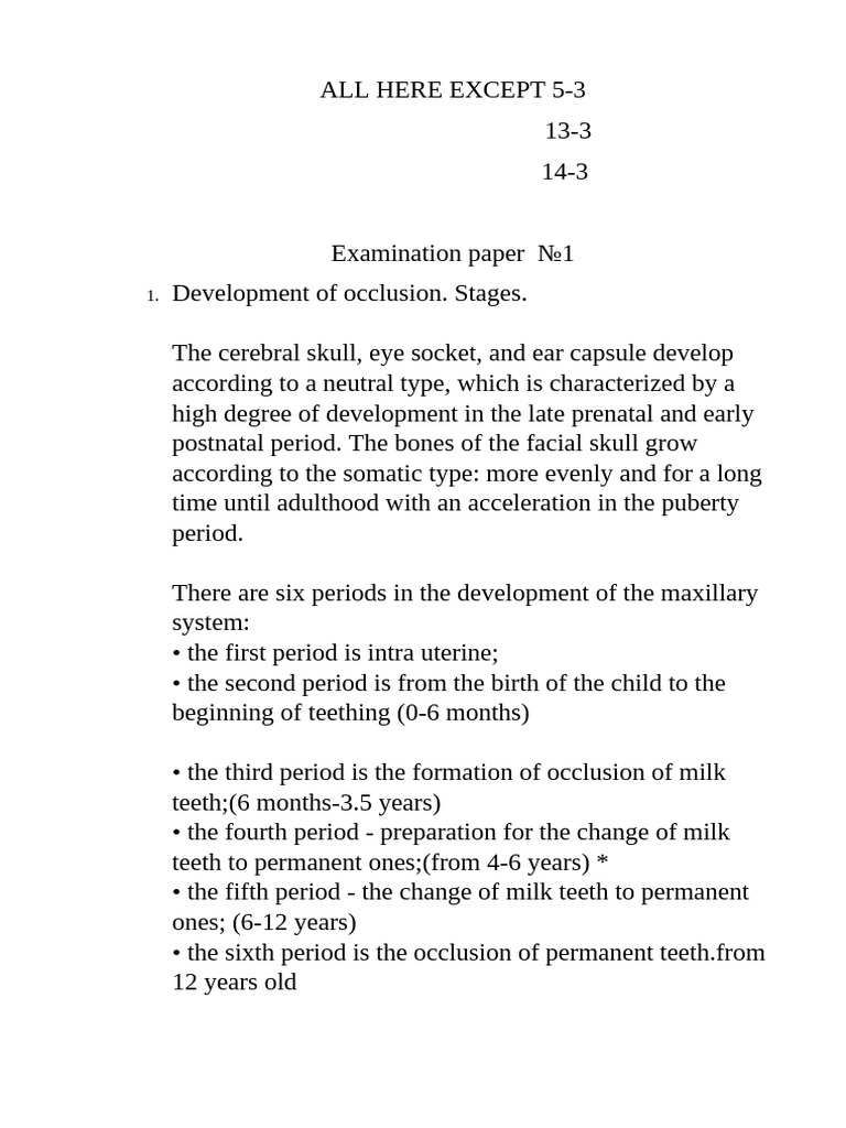 5Y orthodontic rotation exam papers | PDF | Mouth | Dentistry Branches