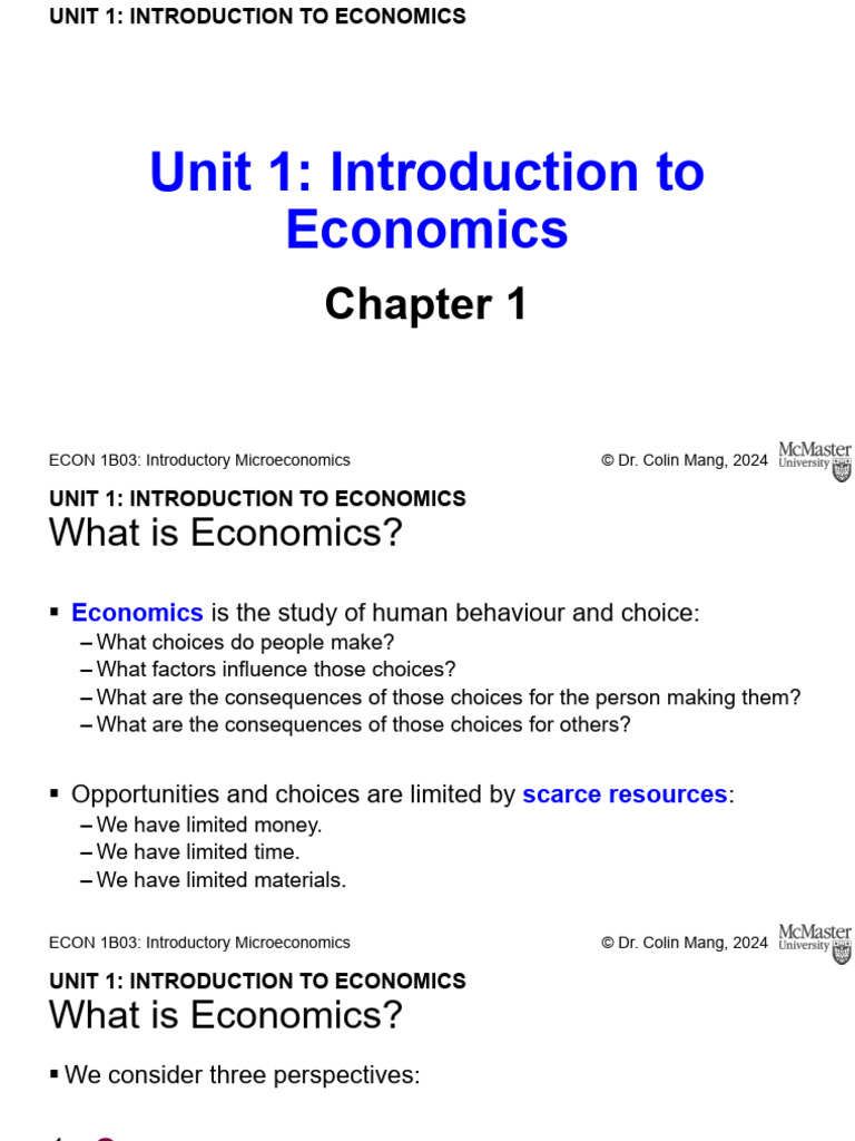 Unit 1 Introduction Lecture | PDF | Economics | Microeconomics
