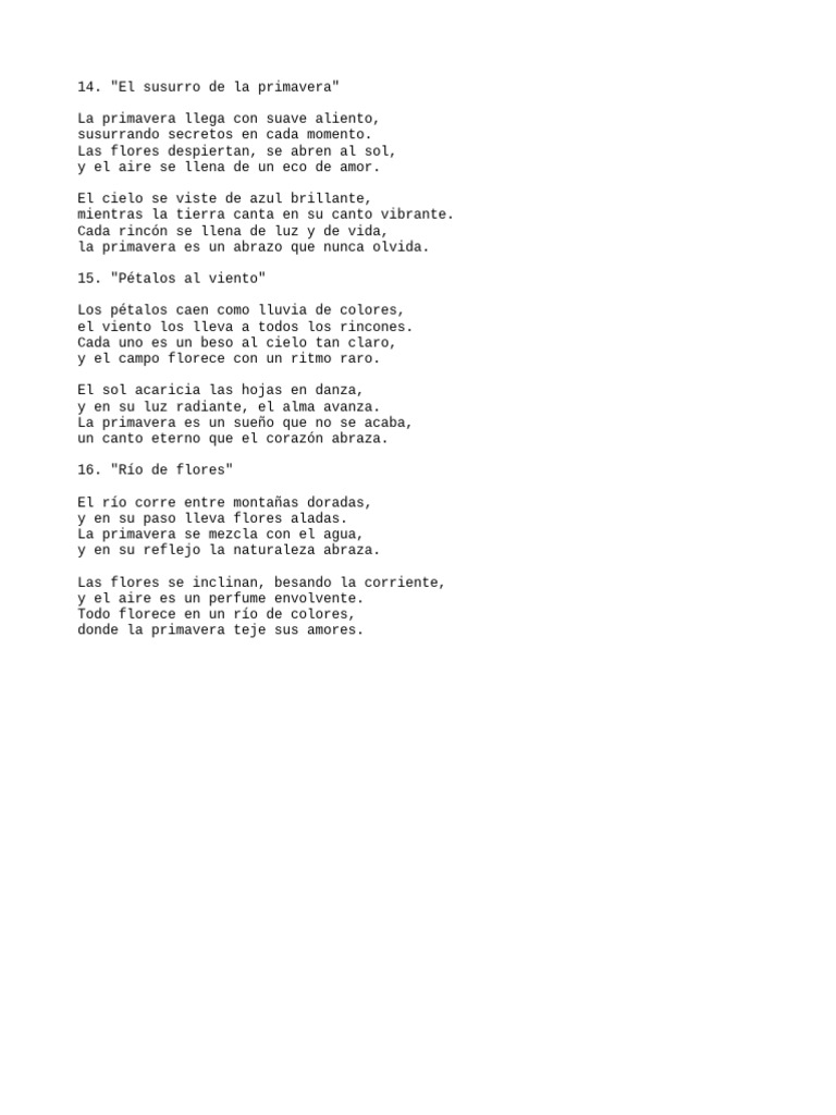 Poemas de primavera en cuatro estrofas | PDF