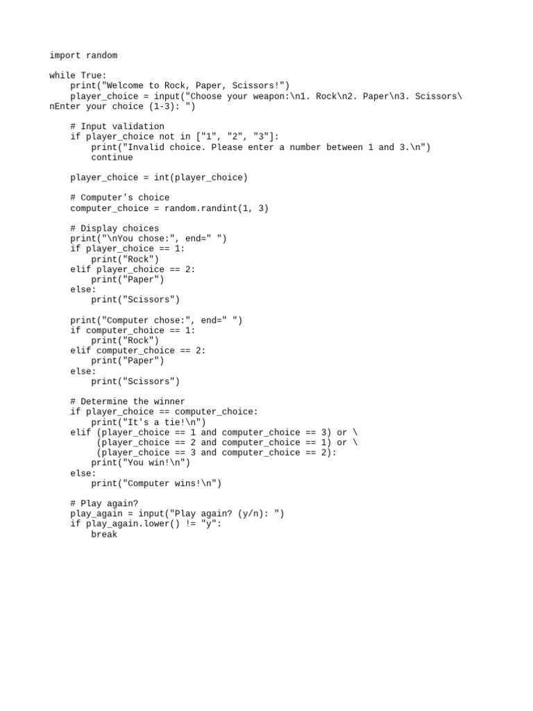 Rock Scissor Paper Code | PDF
