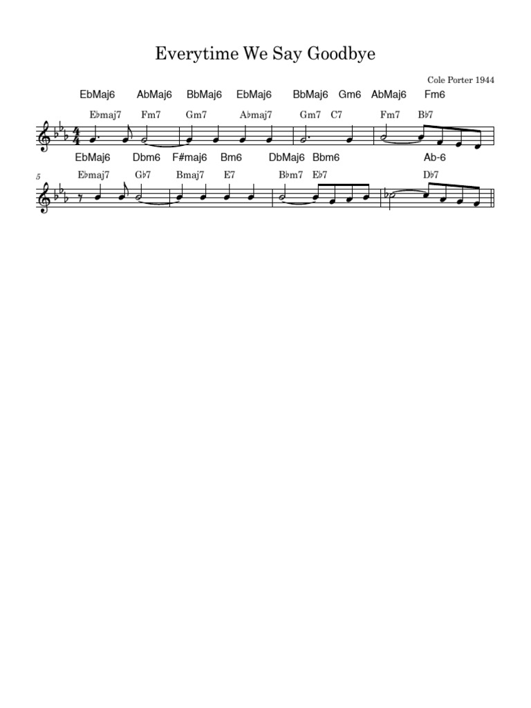 Everytime We Say Goodbye With Chords | PDF