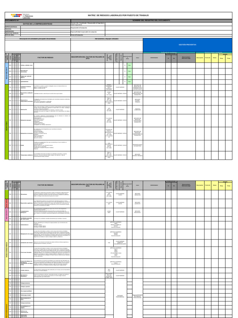 Matriz-de-riesgos-laborales-MRL-práctica grupo Online | PDF | Radiación
