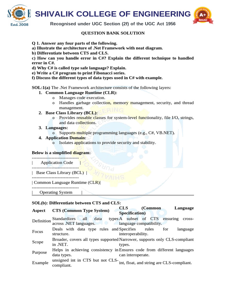 QUESTION BANK SOL | PDF | Ajax (Programming) | C Sharp (Programming Language)