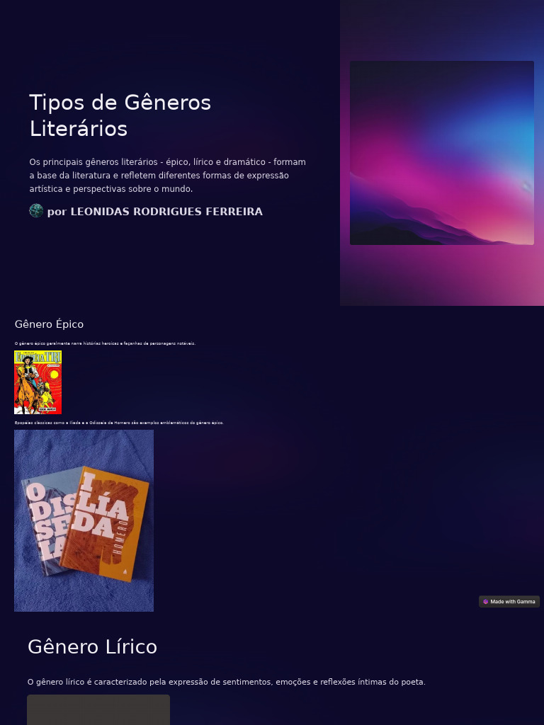 Tipos de Generos Literarios | PDF | Poesia | Poesia épica