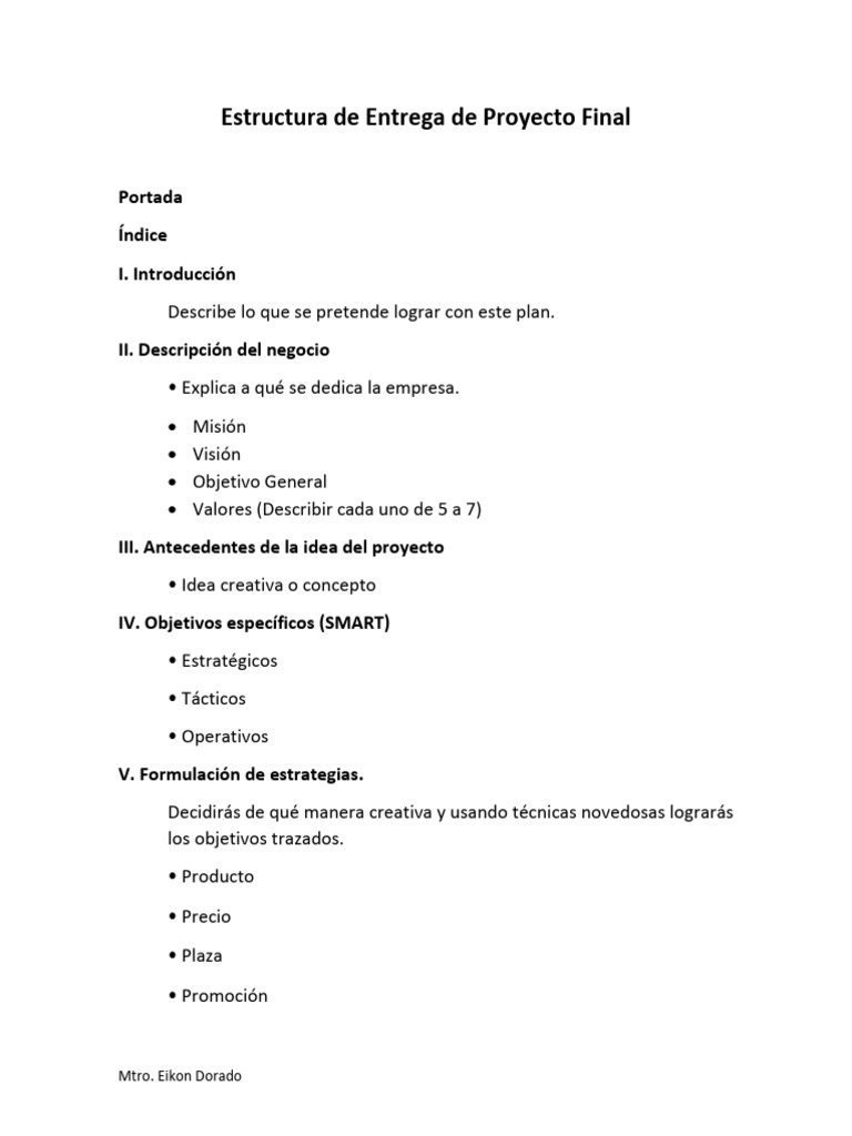 Estructura de Entrega de Proyecto Final | PDF