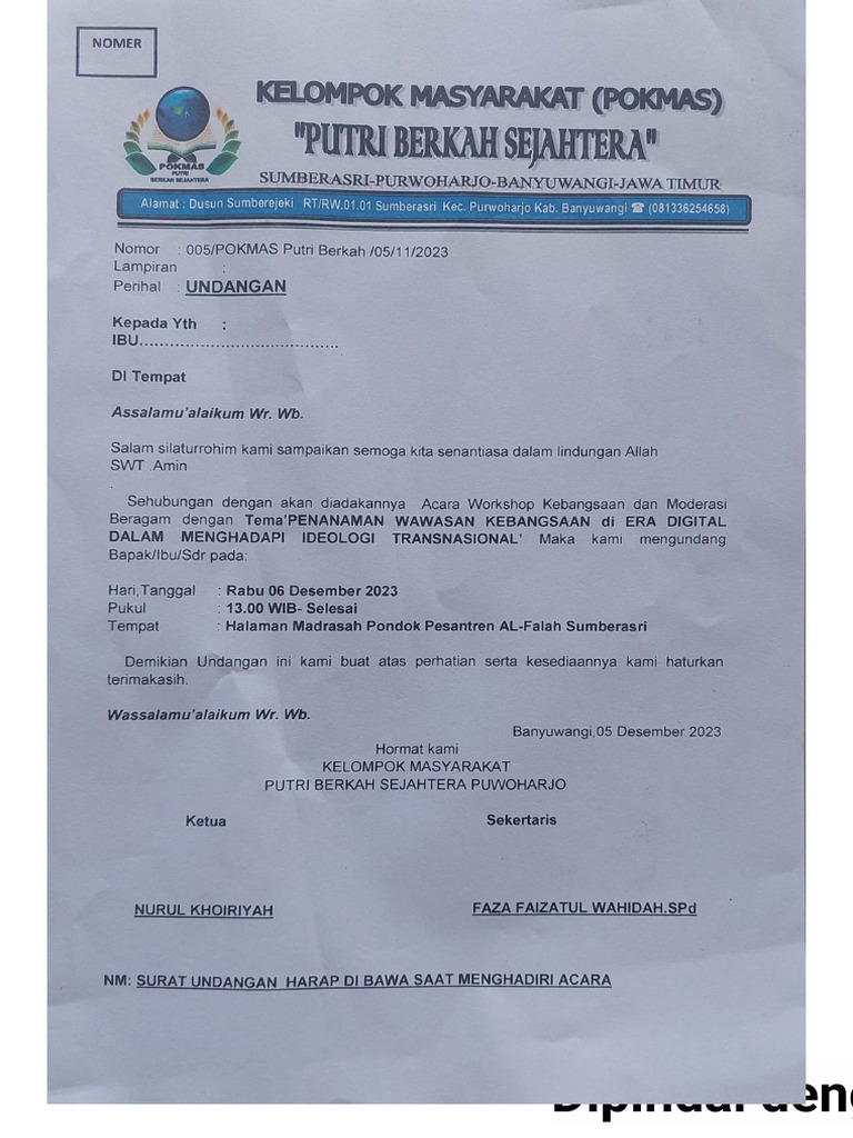 Contoh Undangan Dialog | PDF