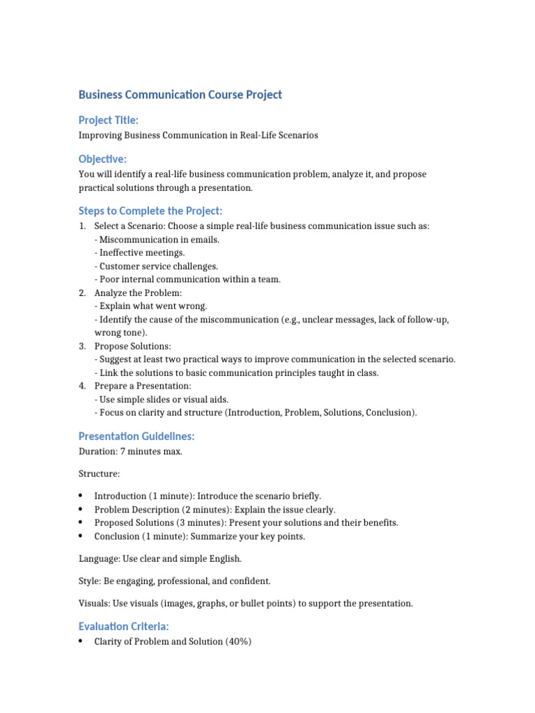 Business Communication Project | PDF | Communication | Human Communication