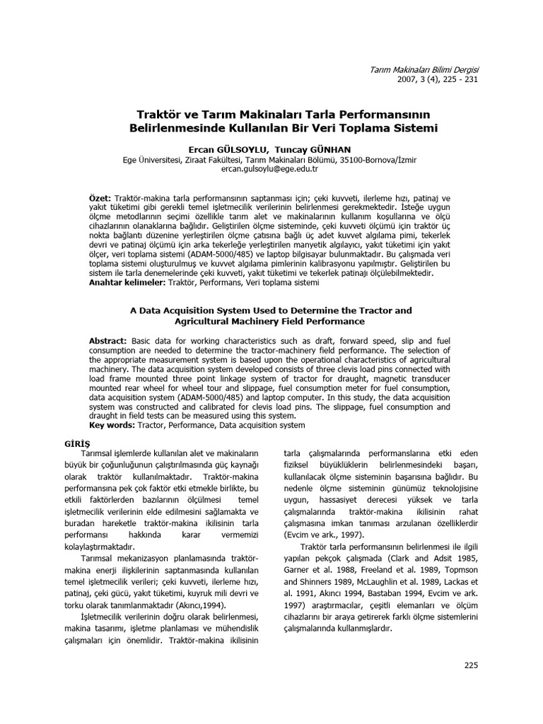 Trakt__r ve Tar__m Makinalar__ Tarla Performans__n__n Belirlenmesinde Kullan__lan Bir Veri ...