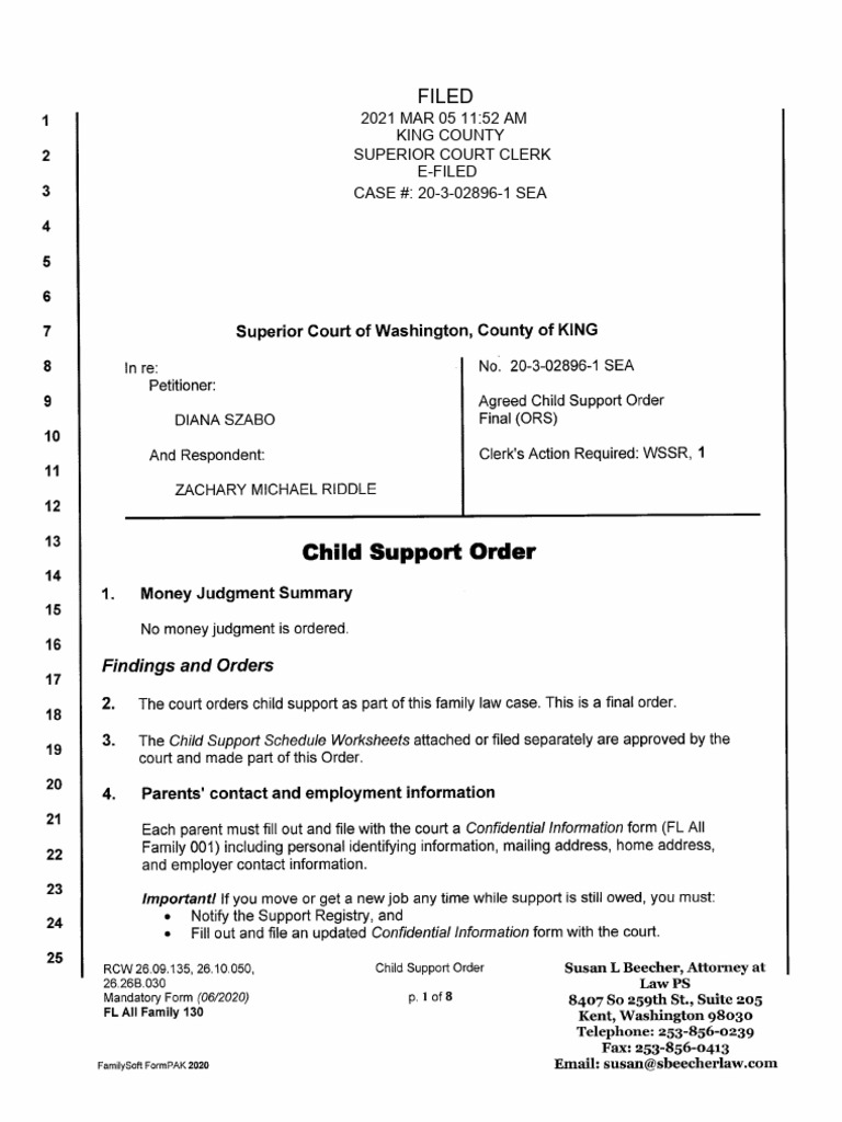 Szabo - Riddle Child Support Order Deviation 500 | PDF