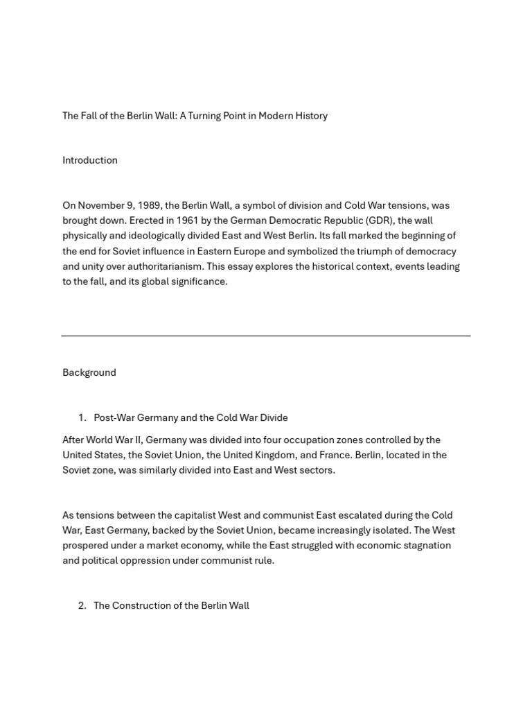 Fall of Berlin Wall | PDF | Berlin Wall | East Germany