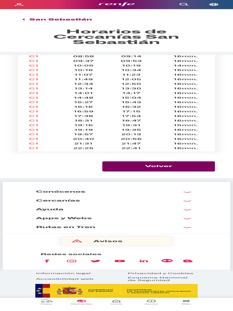 Horarios de Trenes de Cercanías (San Sebastián) Renfe | PDF