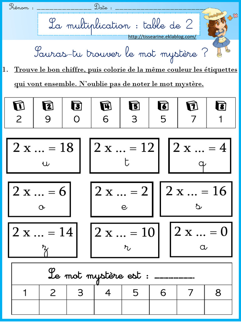 Exercice de multiplication par 2 CE1 | PDF