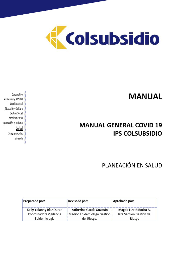 Manual COVID-19 para IPS Colsubsidio | PDF | Infección | Microbiología