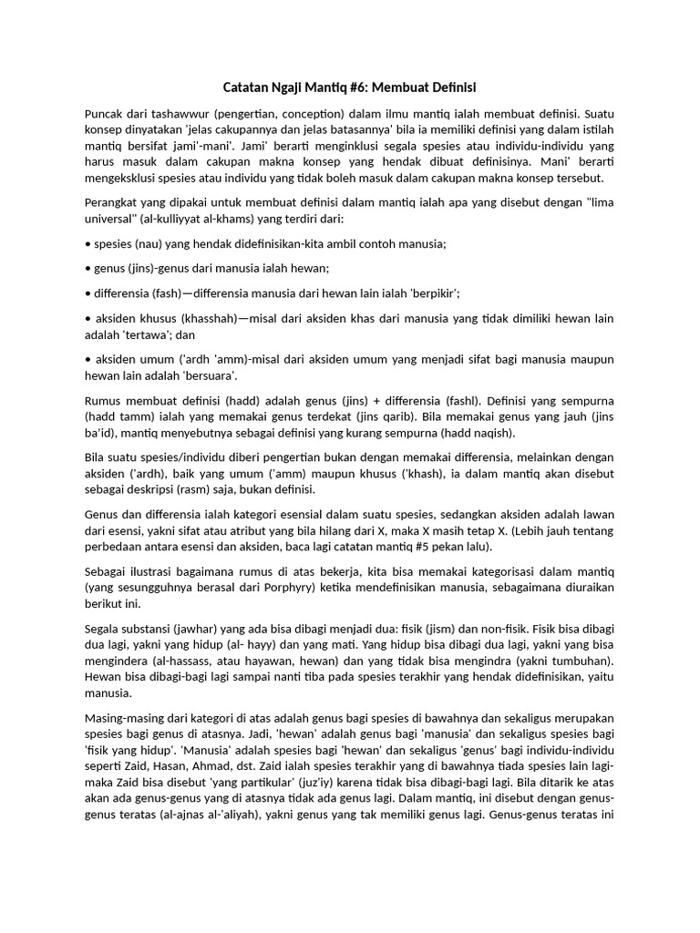 Catatan Ngaji Mantiq | PDF