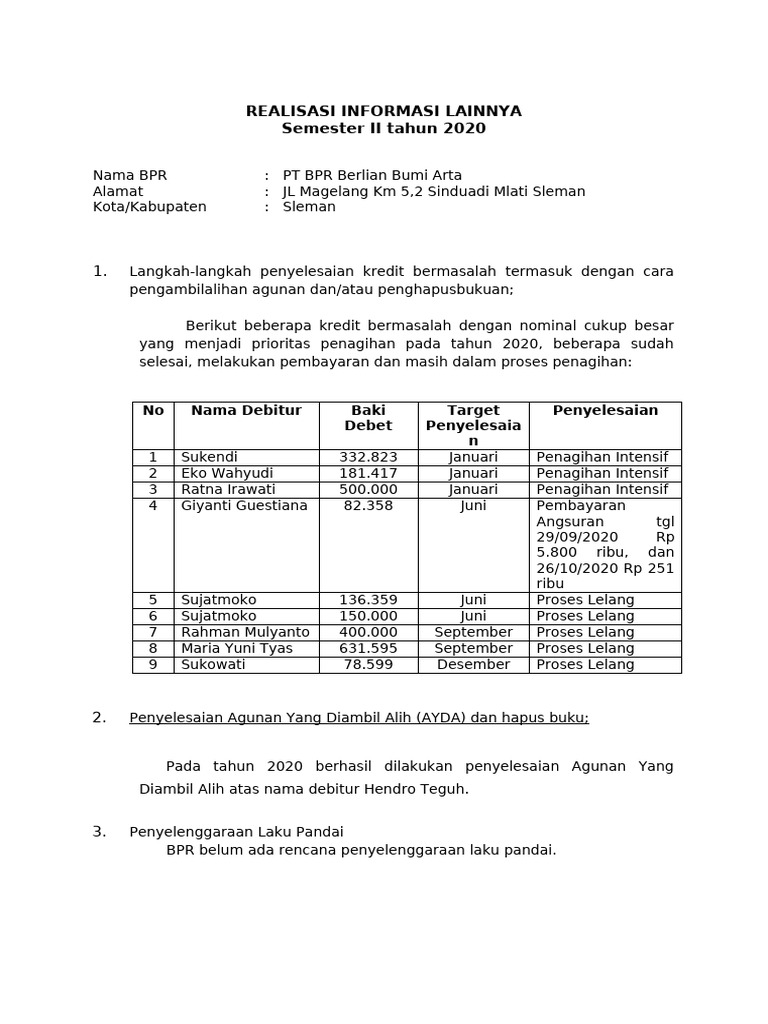 Realisasi Informasi Lainnya | PDF