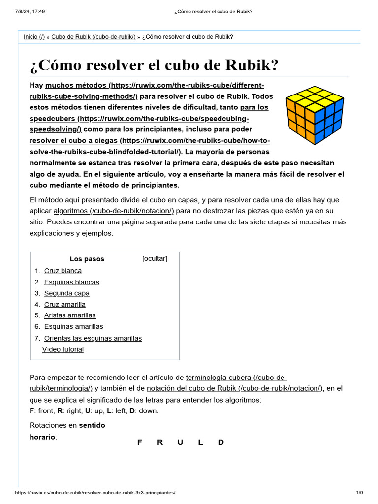¿Cómo Resolver El Cubo de Rubik | PDF