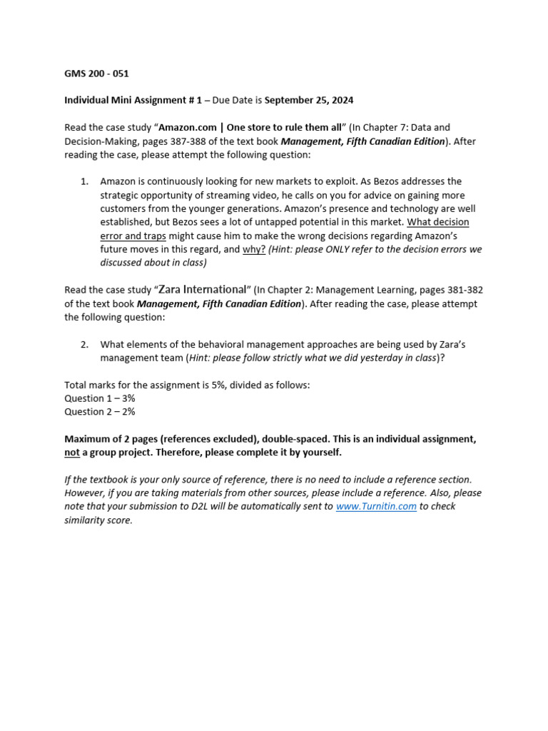 Assignment 1-GMS200-051 | PDF