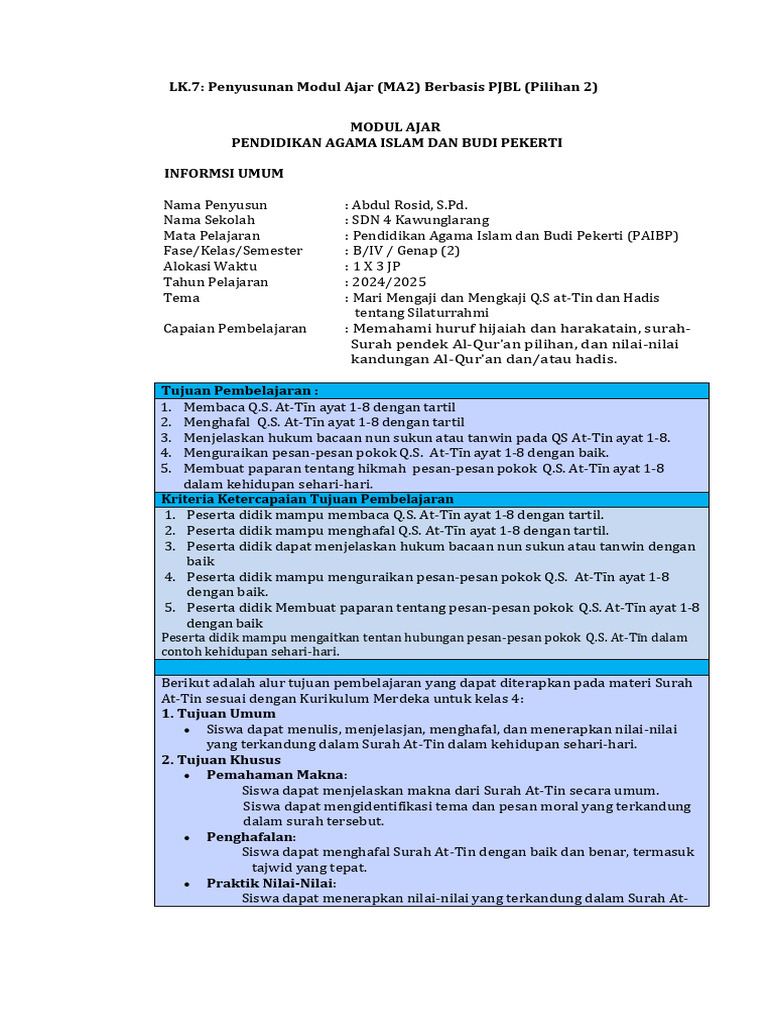 MODUL AJAR LK 7 ABDUL ROSID UPLOAD | PDF