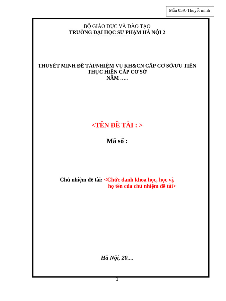 Mau 05A. Thuyet Minh | PDF