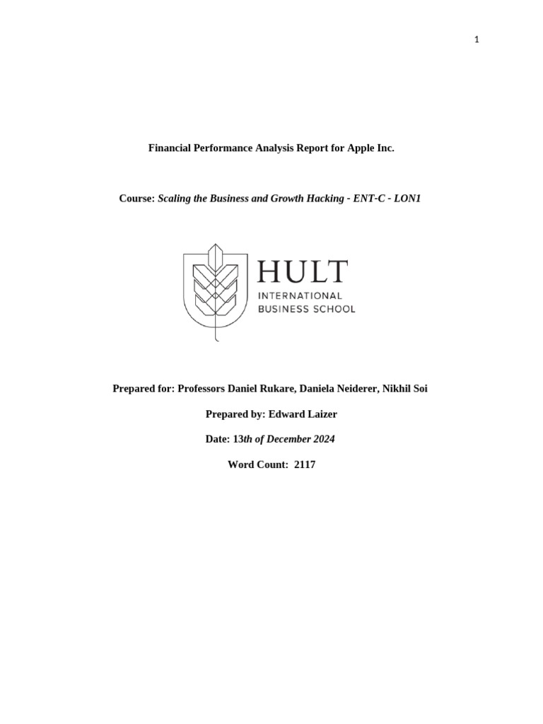 Financial Performance Analysis Report for Apple Inc[1] | PDF | Revenue ...