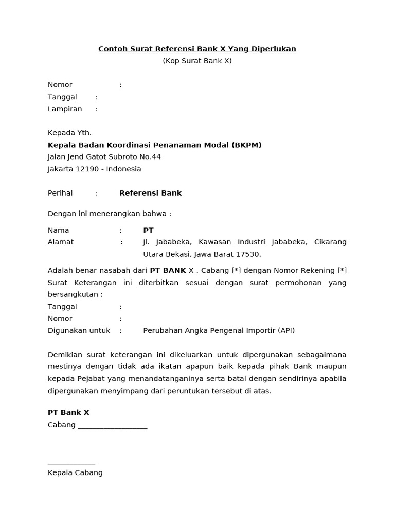 Surat Referensi Bank | PDF