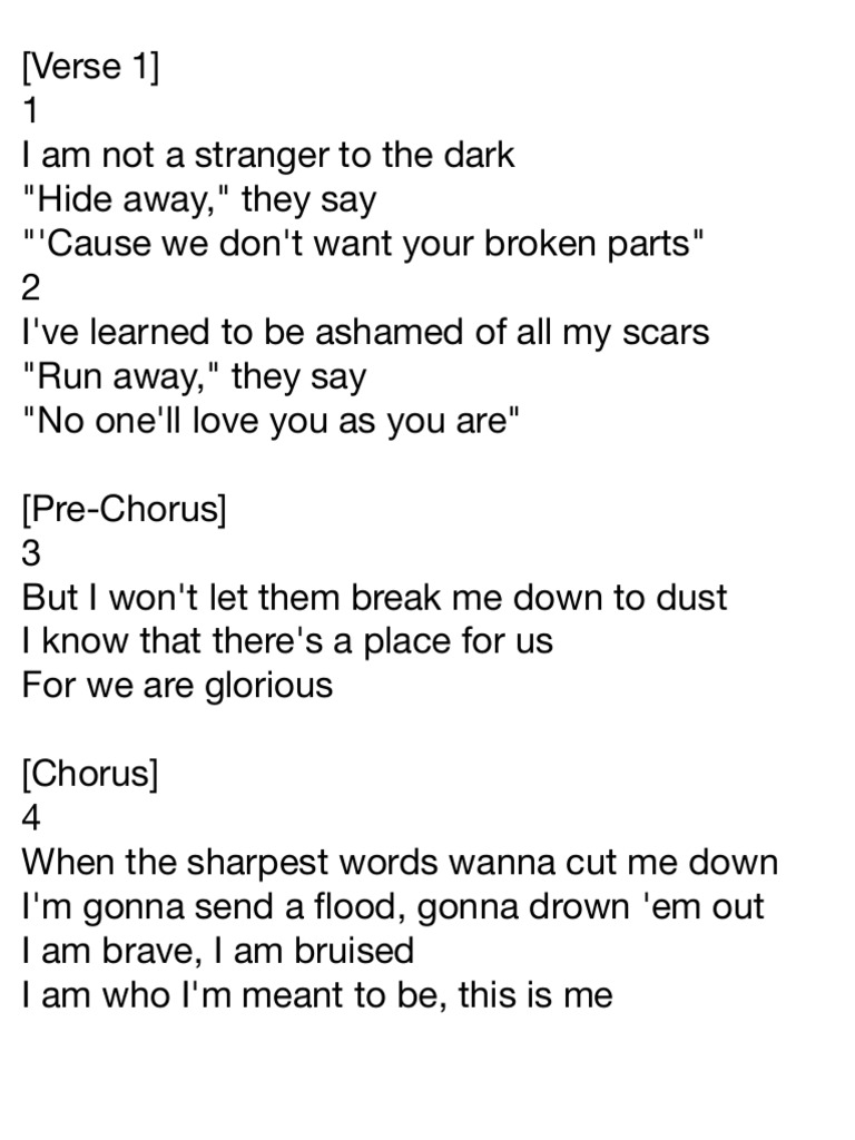 This Is Me Lyrics and Notes | PDF