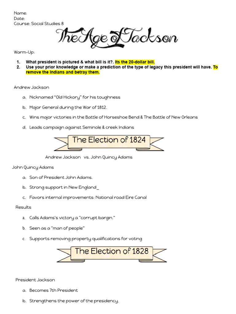 Andrew Jackson's Presidency Overview | PDF