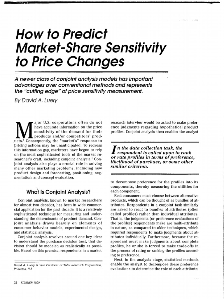 Luery - How To Predict Market-Share Sensitivity To Price Changes (1990 ...