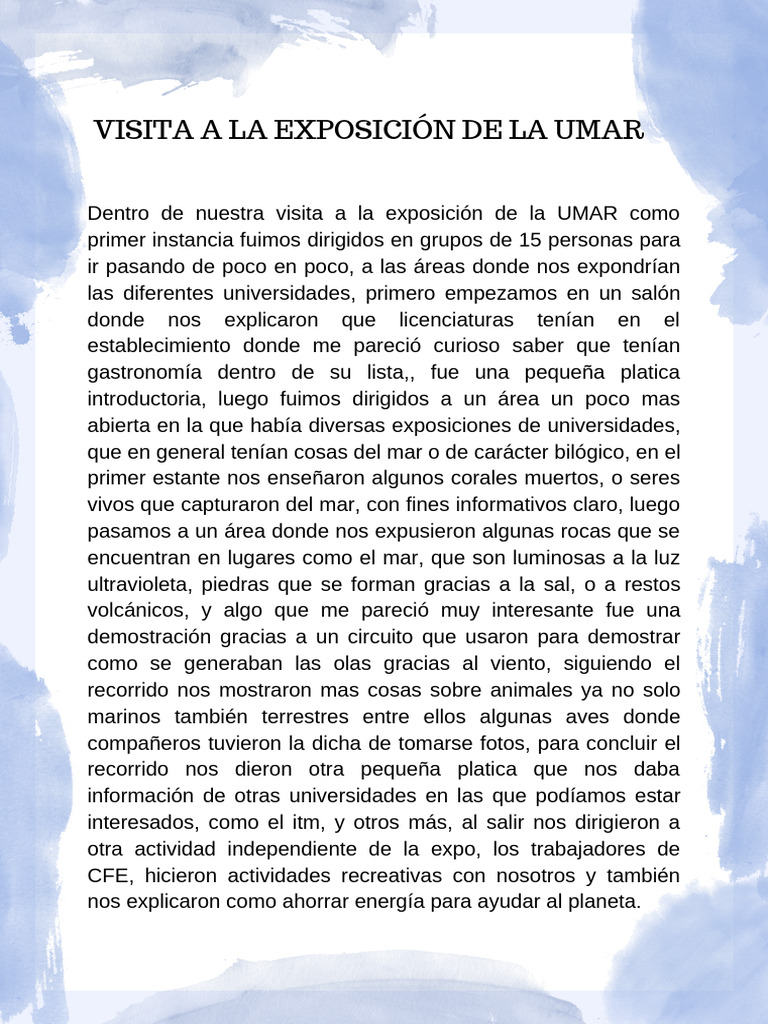 Exposición UMAR: Ciencias del Mar y Energía | PDF